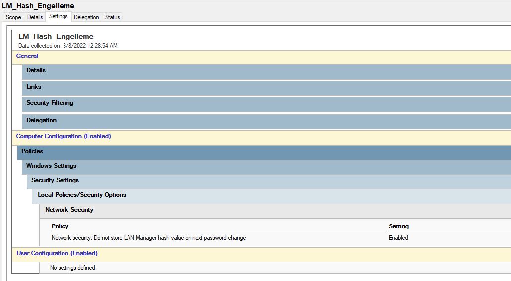 Do Not Store LAN Manager Hash Value