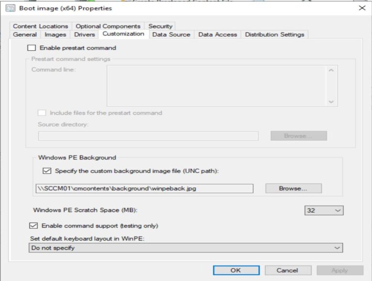 Task Sequence WinPE Background SCCM
