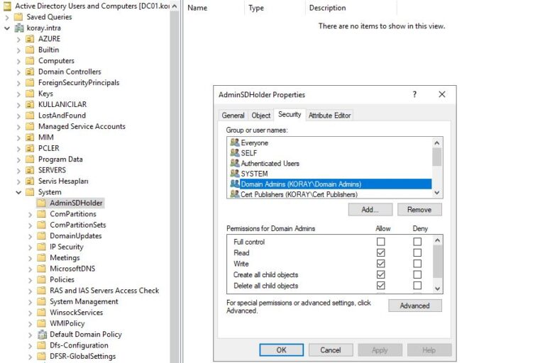 AdminSDHolder Nedir ve Nasıl Kullanılır ? Active Directory