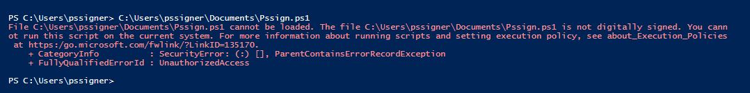 Active Directory Powershell Signing - Active Directory