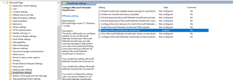 Microsoft Defender SmartScreen For Edge -GPO - AD-SECURITY-WINDOWS ...